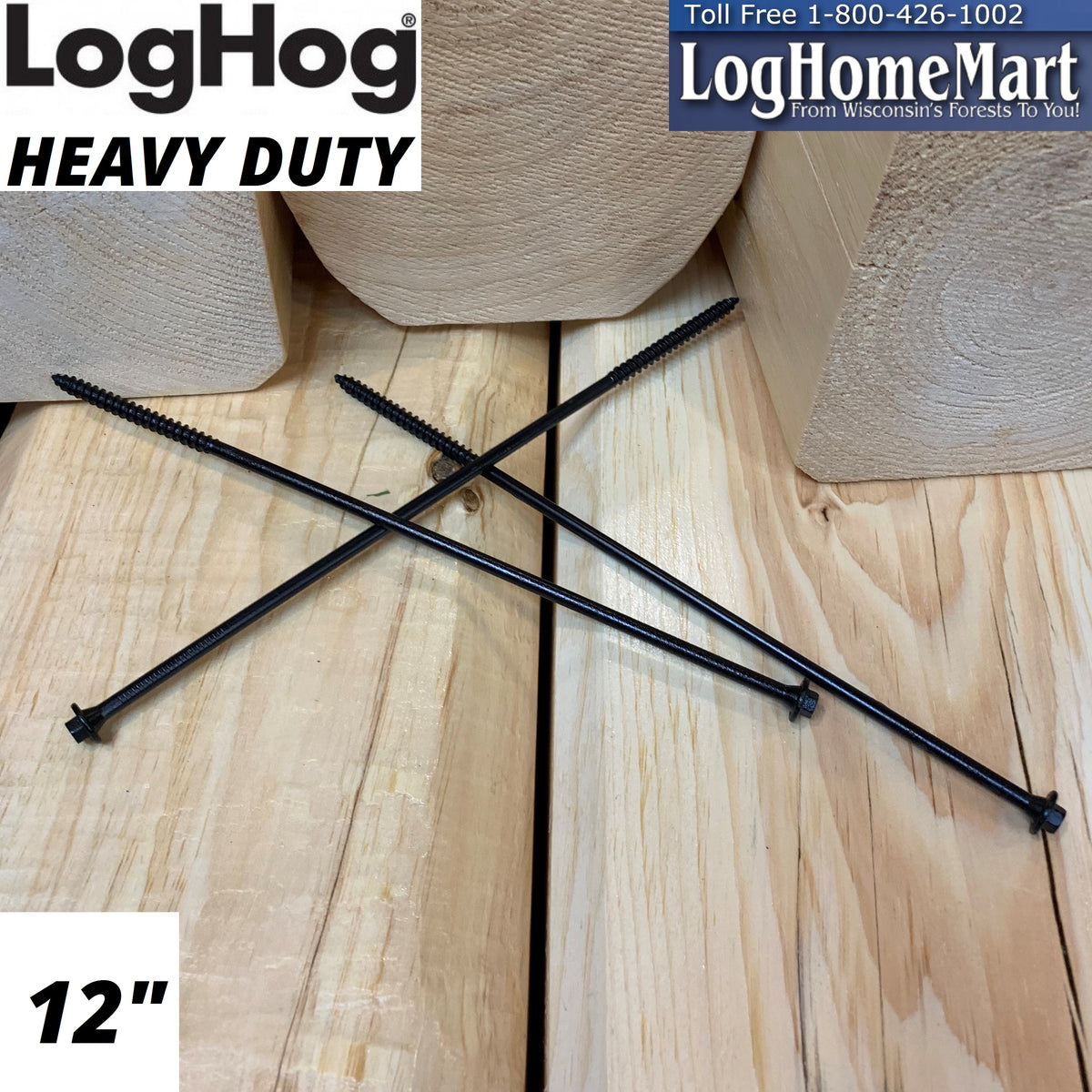 12" Heavy Duty Log & Timber Screws - LogHog – Log Home Mart
