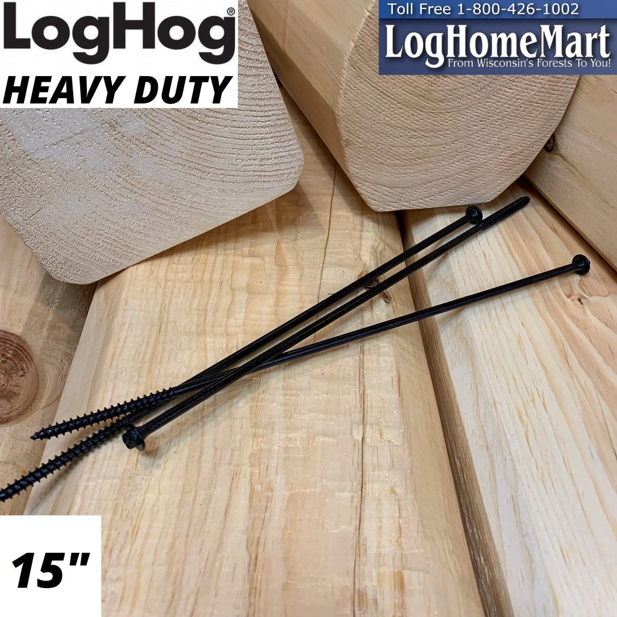 15" Heavy Duty Log & Timber Screws - LogHog – Log Home Mart