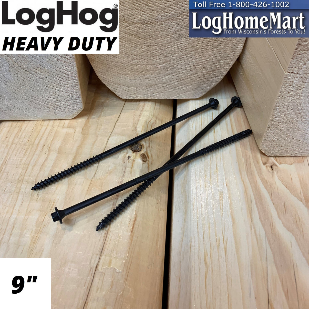 9" Heavy Duty Log & Timber Screws - LogHog – Log Home Mart