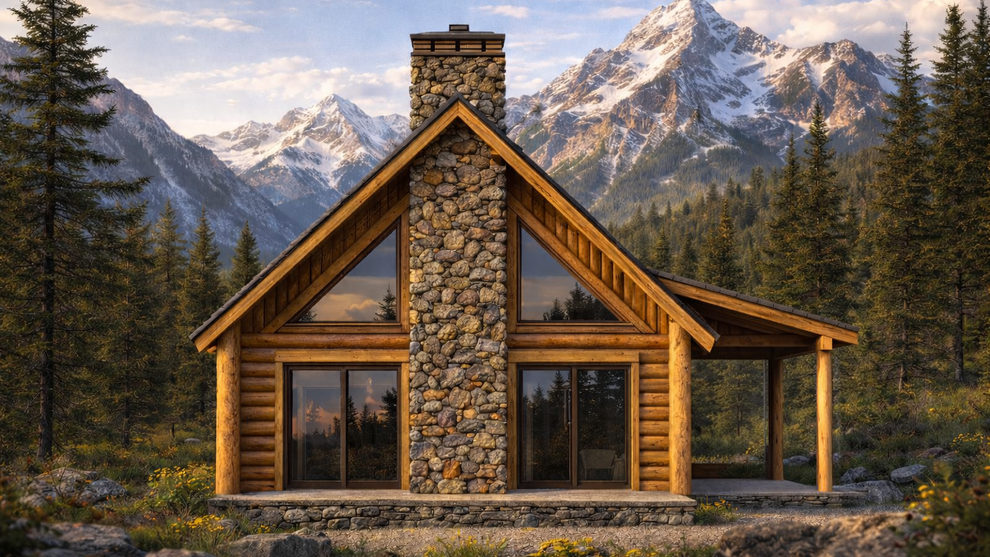1-Bedroom Blue Stone Log Cabin Kit 24x32 – Log Home Mart