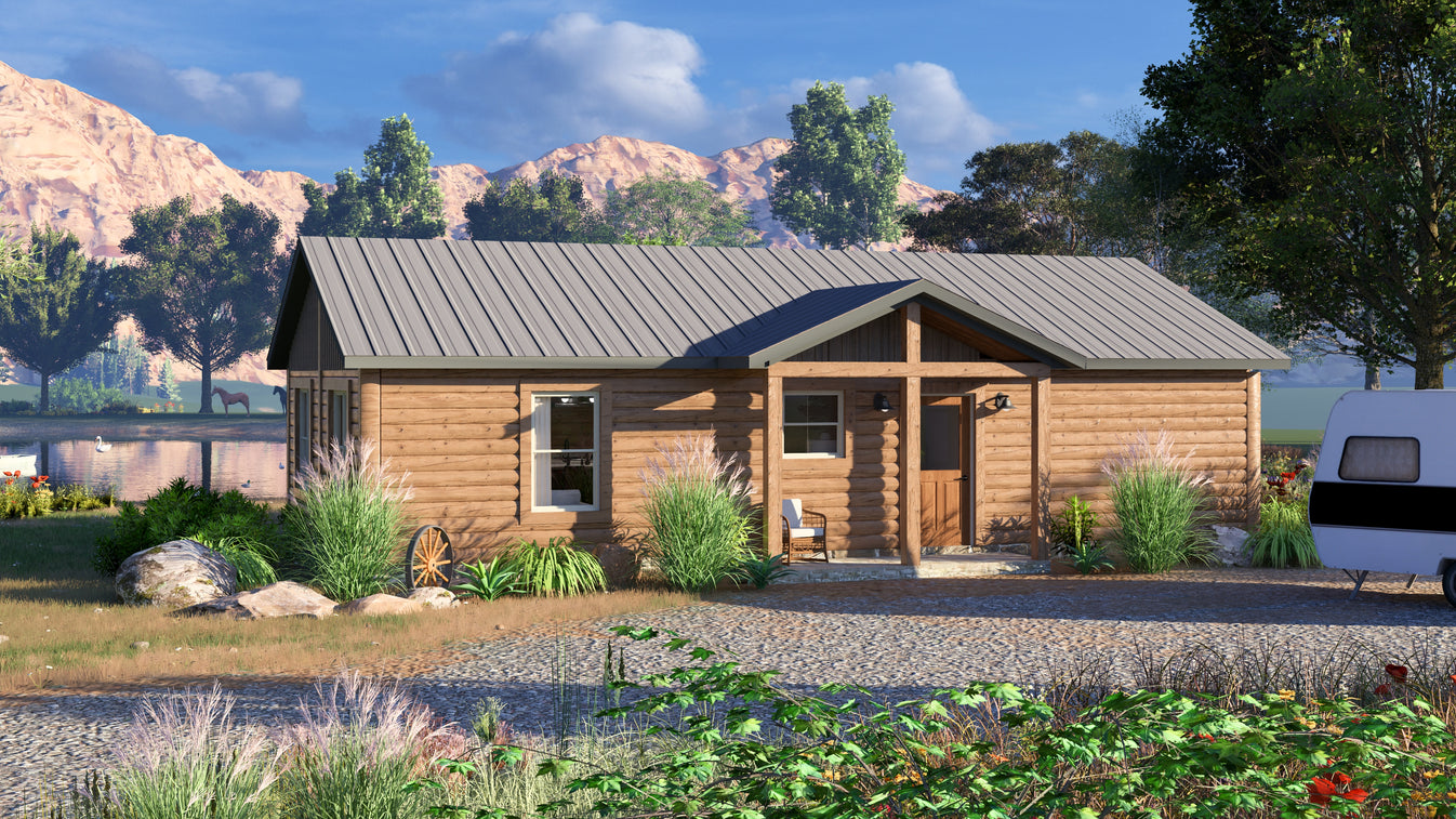 2-Bedroom Log Cabin Kit 24x42 - Floor Plan B (Kit E) – Log Home Mart