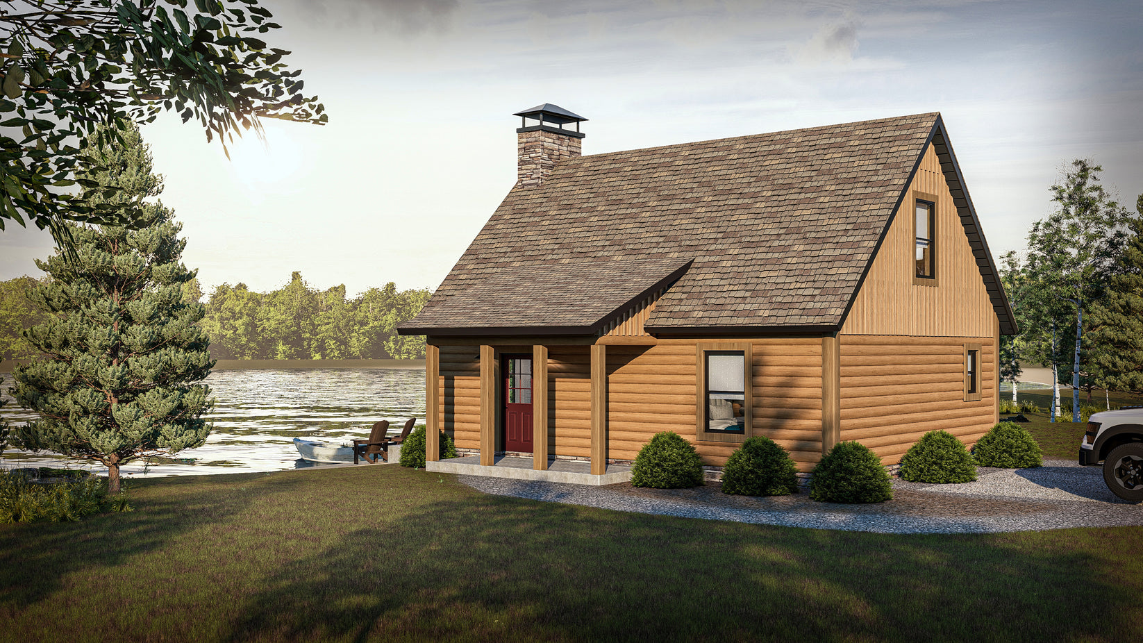 1-Bedroom Blue Stone Log Cabin Kit 24x32 – Log Home Mart
