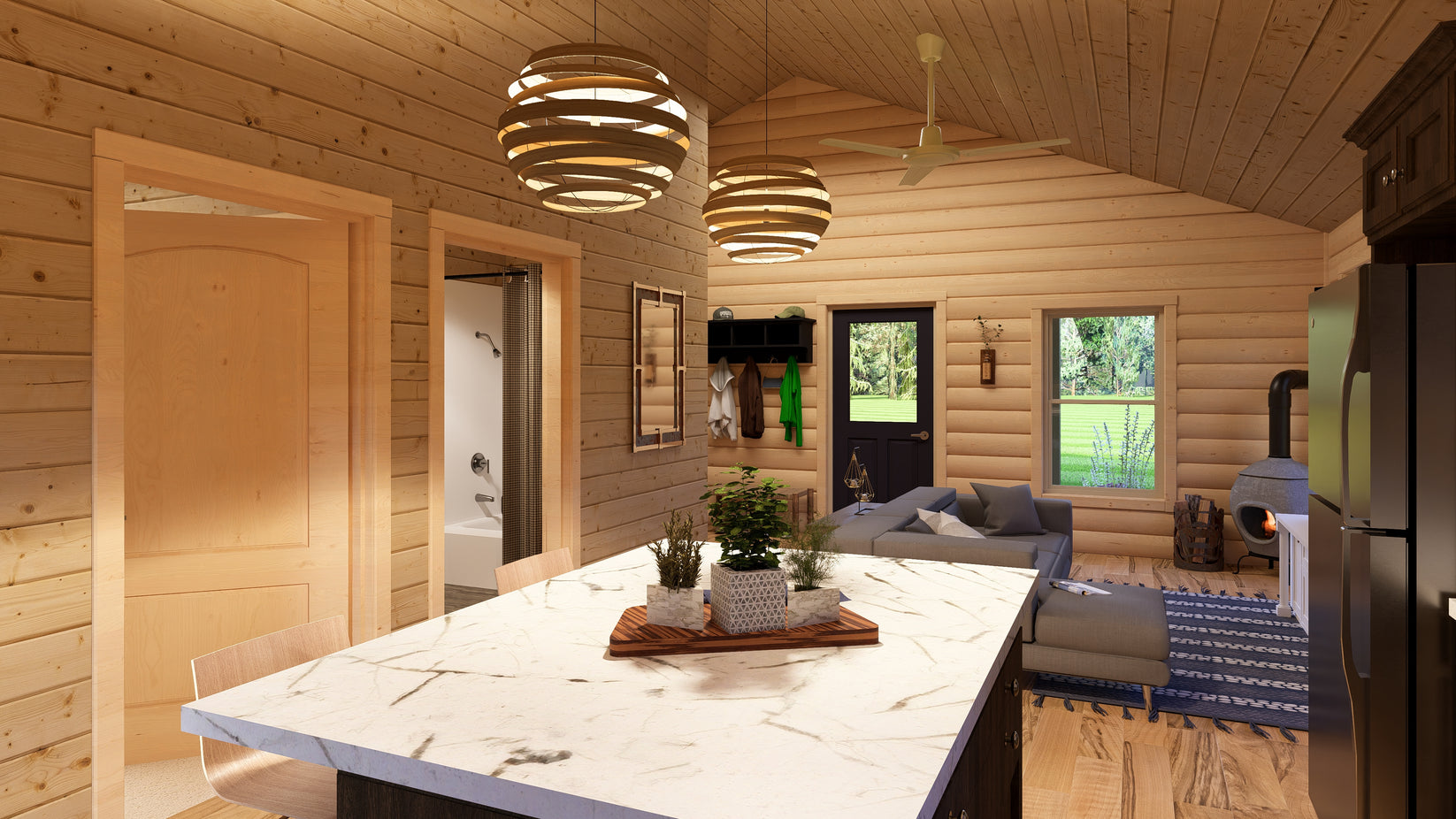 1 or 2-Bedroom Log Cabin Kit 28x28 (Kit C) – Log Home Mart