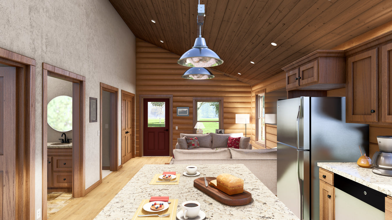 1 or 2-Bedroom Log Cabin Kit 28x28 (Kit C) – Log Home Mart