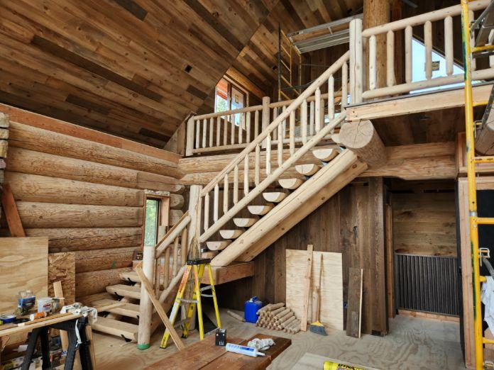 EZ Log Stair System - Easy Installation - 3 ft. Wide Treads – Log Home Mart