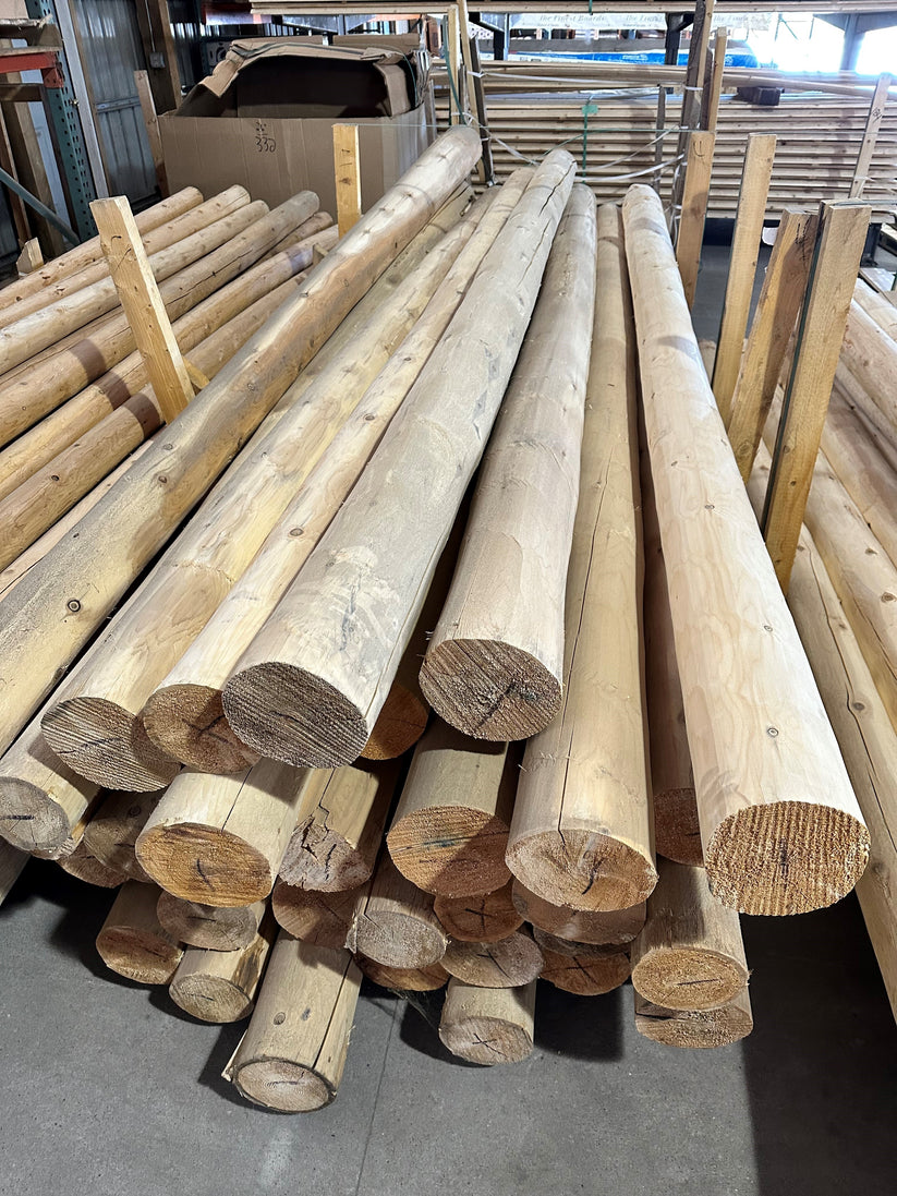 6" Rustic Peeled Log Post - Cedar - 8 ft. Length – Log Home Mart