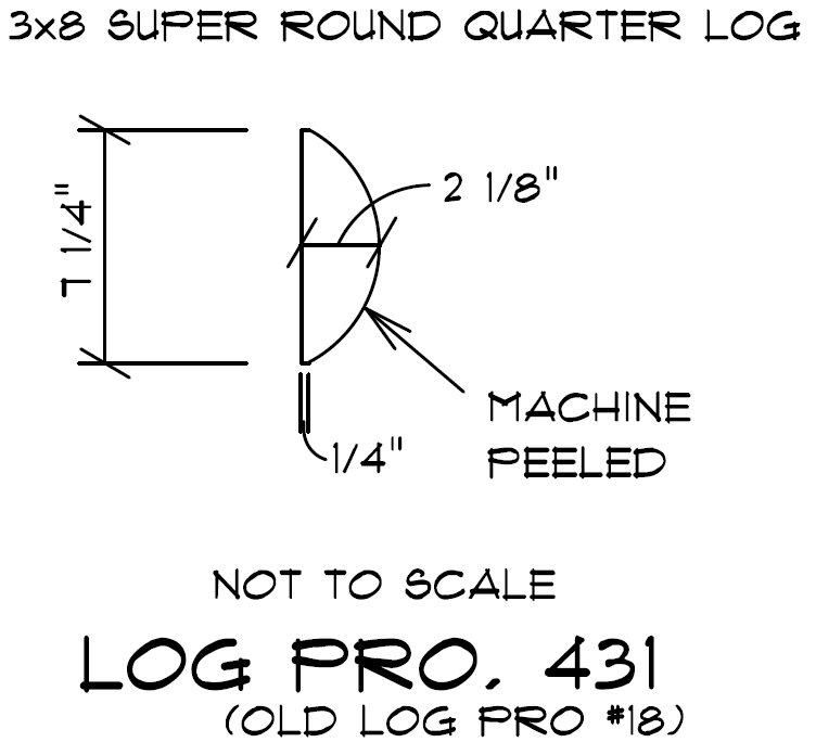 3" x 8" Super Round Quality Quarter-Log Siding - Machine-Peeled Surfac ...