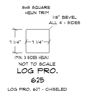 8" x 8" Ceiling/Rafter Square Timber Beam - #627 Chiseled – Log Home Mart