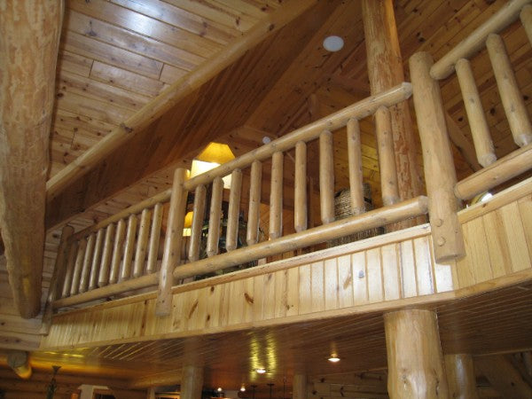 8' x 4" Horizontal Cedar Deck & Loft Log Rails – Log Home Mart